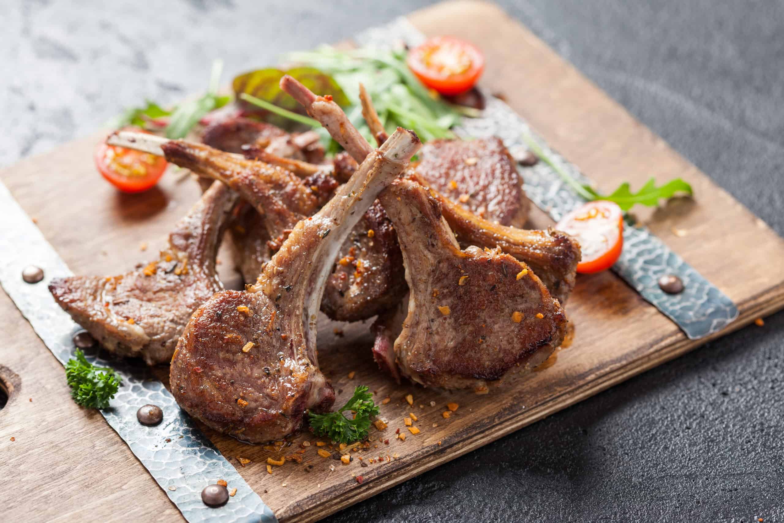 Slow cooked lamb ribs with barbecued cucumber and potato salad - BM ...