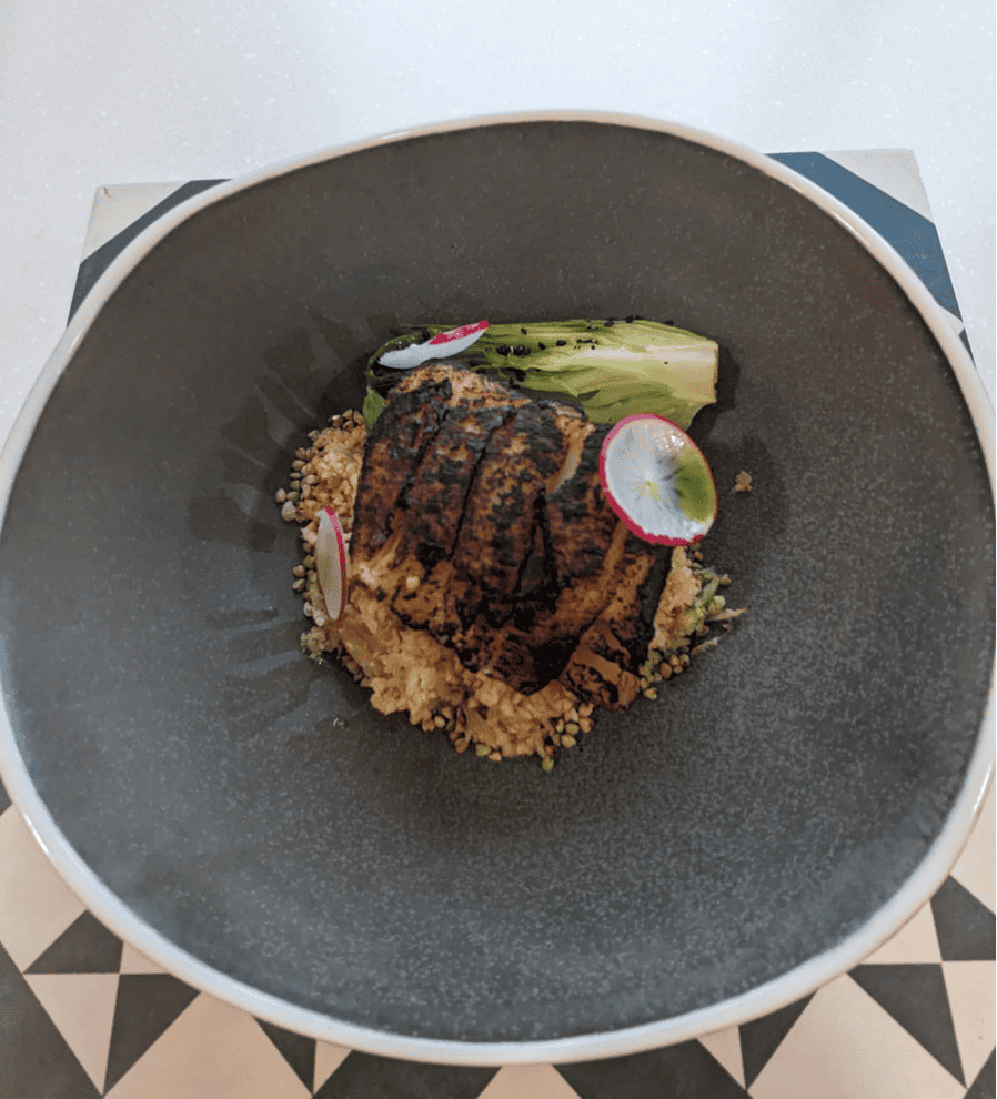 Blacked cod with Kimchi fried cauliflower ‘rice’, toasted buckwheat ...